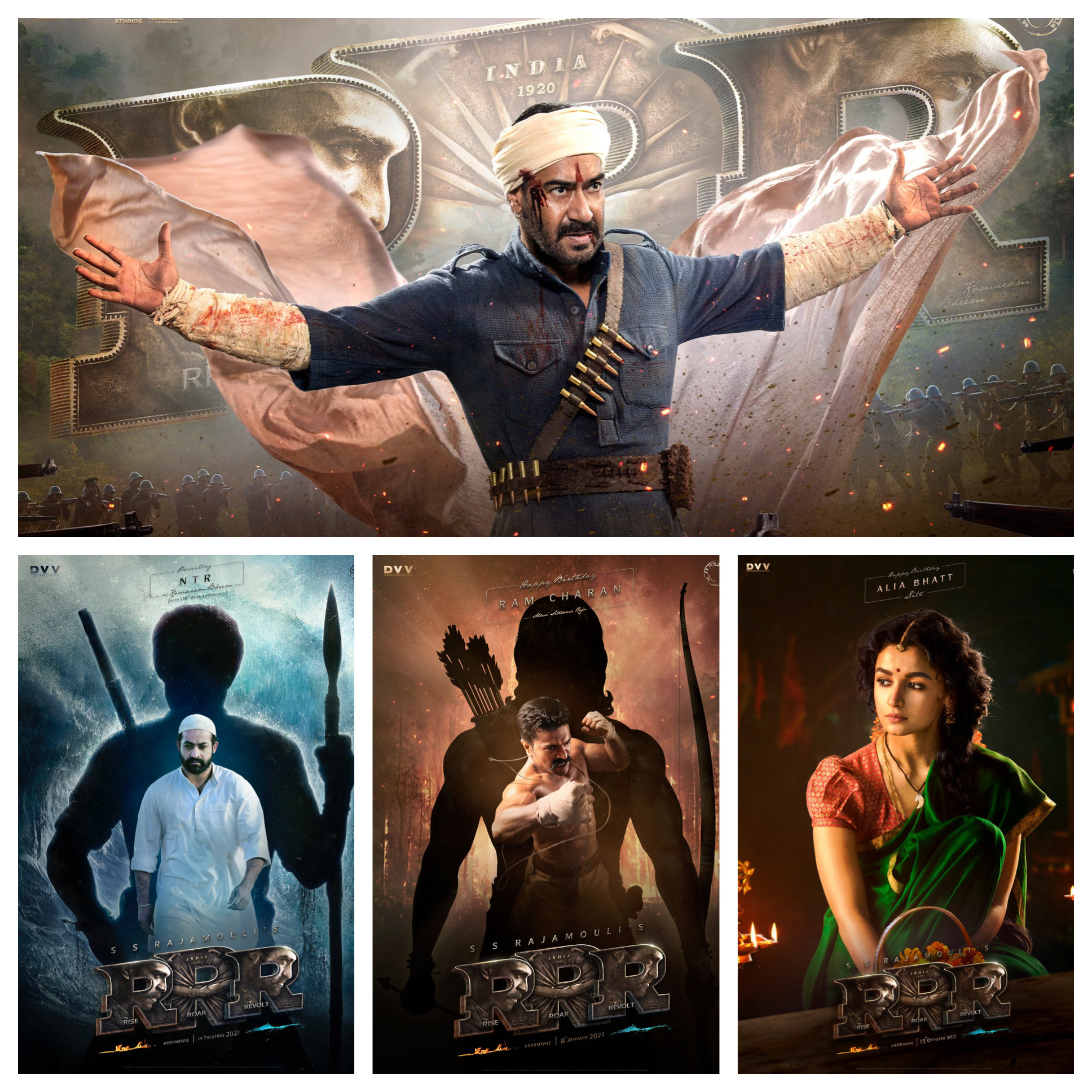 First Looks into SS Rajamouli’s epic RRR starring NTR, Ram Charan, Ajay ...